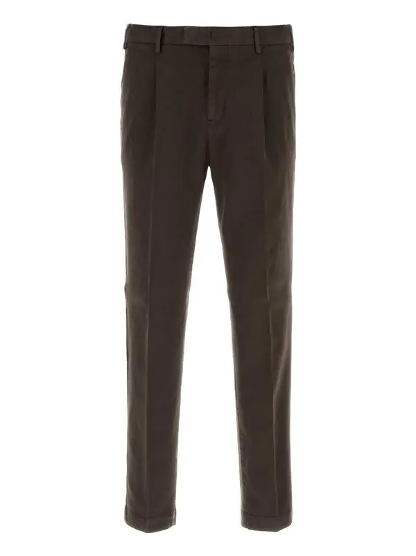 PT TORINO Stretch Cotton Tailored Trousers - Brown