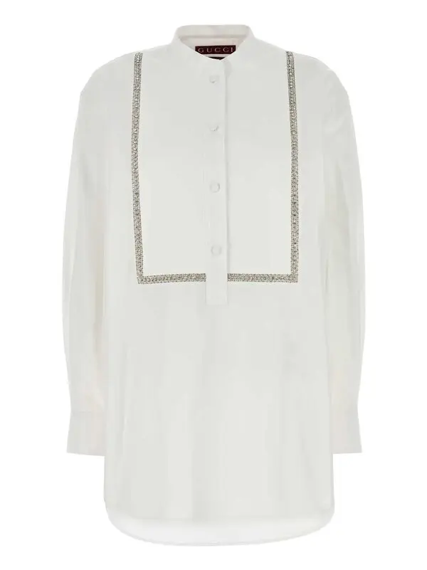 Gucci Cotton Poplin Shirt With Embellished Detailing - White