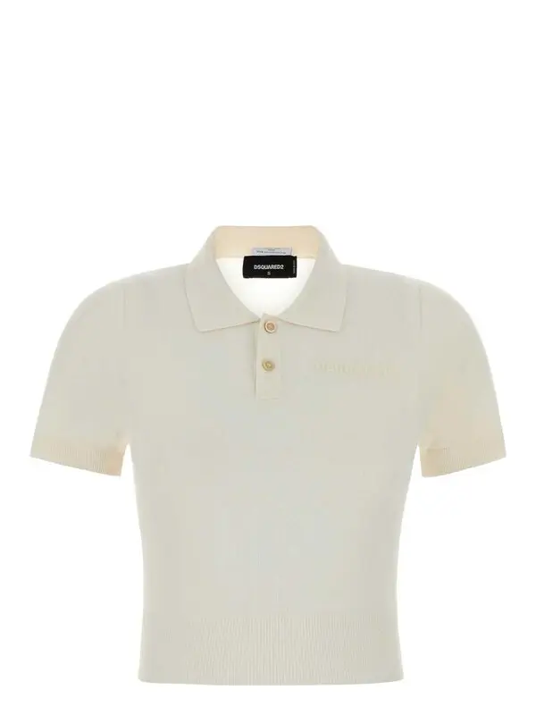 Dsquared2 Viscose-wool Blend Knit Polo Shirt - White