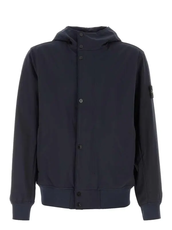 Stone Island Stretch Polyester Hooded Jacket - Blue