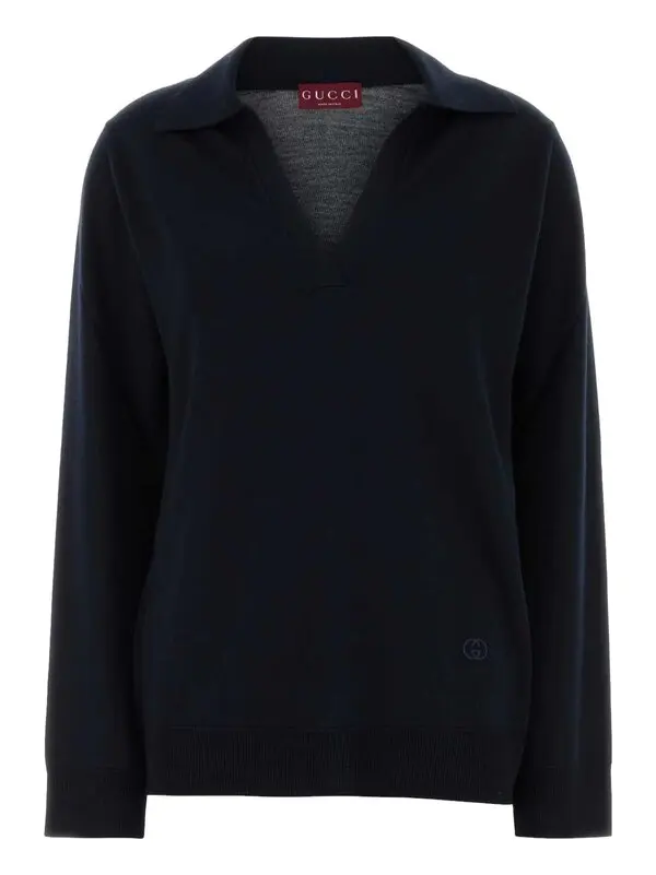 Gucci Oversized Wool Polo Shirt - Blue