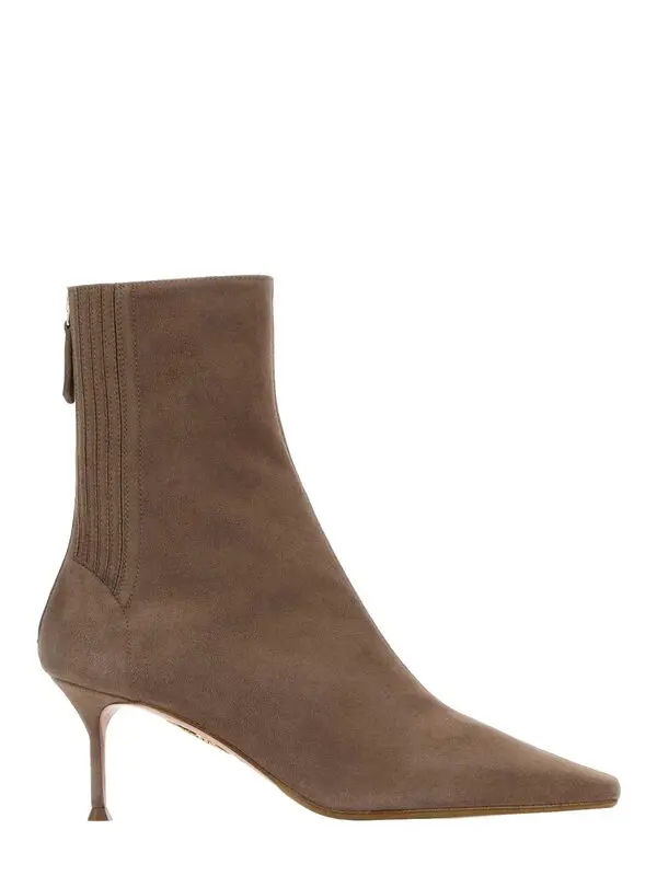 AQUAZZURA Dove Suede Saint Honor Ankle Boots - Grey