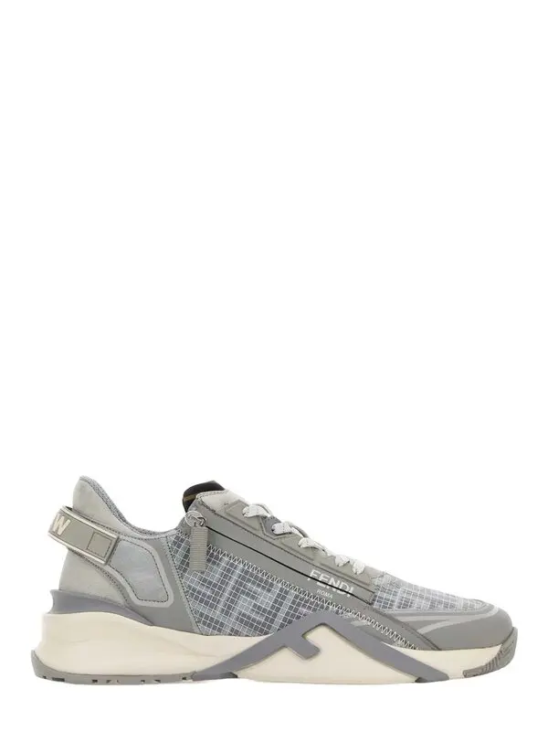 Fendi Flow Sneakers With Zip Detailing - Grey