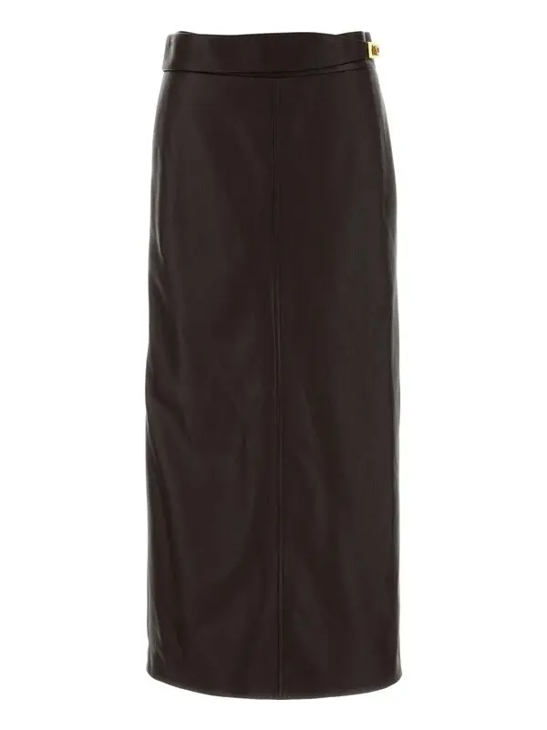 FERRAGAMO Lamb Leather Midi Skirt - Brown