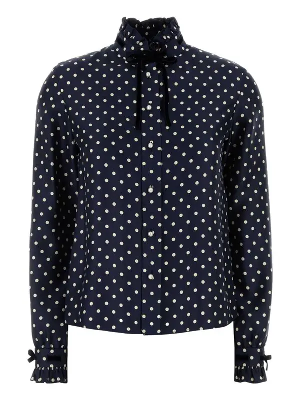 Valentino Garavani Polka Dot Silk Shirt With Pussy Bow Detail - Printed