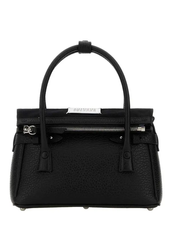MAISON MARGIELA Leather Handbag With Silver-tone Hardware - Black