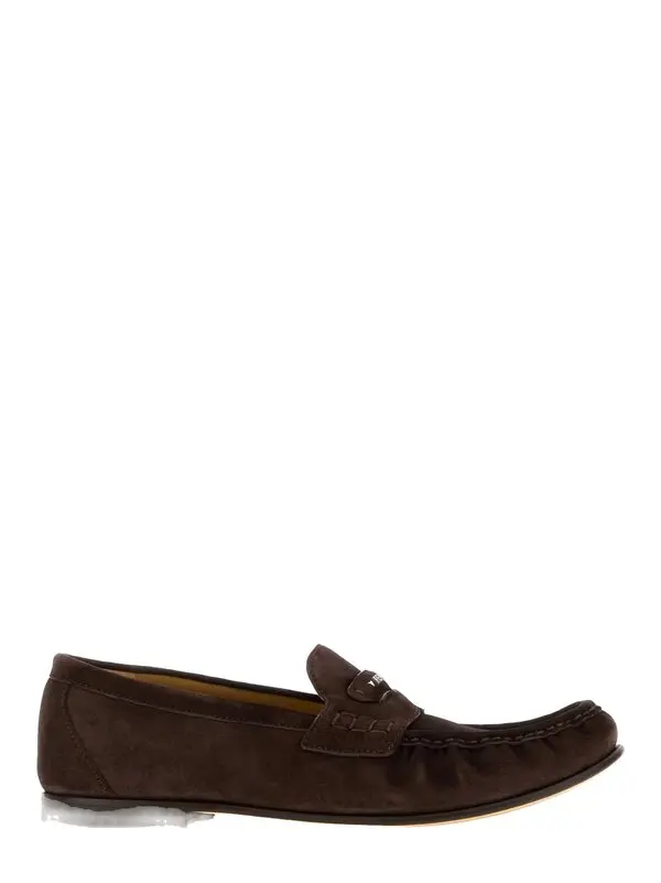 Fendi Suede Crosta Loafers - Brown