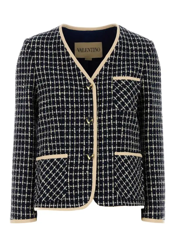 Valentino Garavani Embroidered Tweed Blazer - Checked