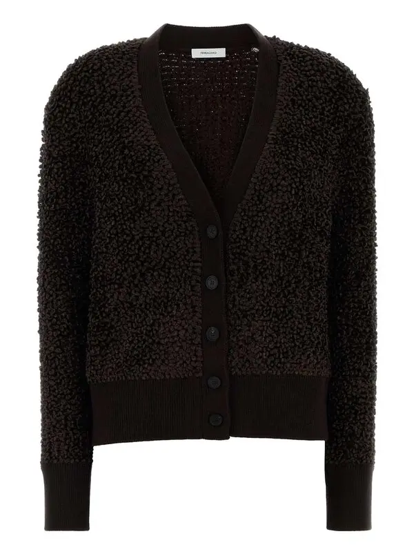 FERRAGAMO Boucle Loop Cardigan - Brown