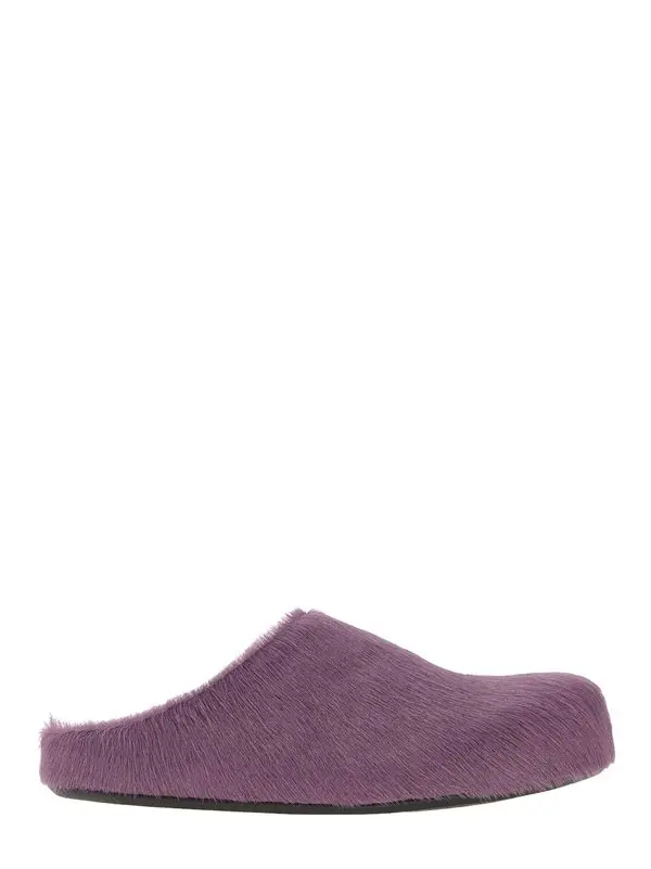 Marni Leather Hair Footbed Slipper - Purple