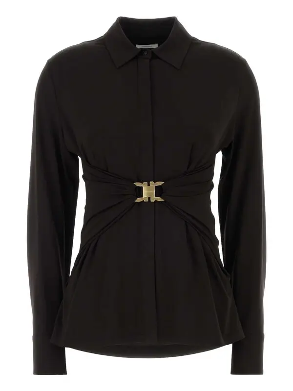 FERRAGAMO Stretch Viscose Shirt - Brown