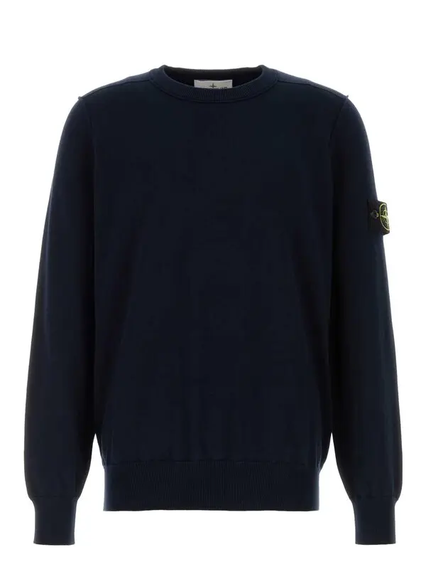 Stone Island Cotton Knit Crew Neck Sweater - Blue