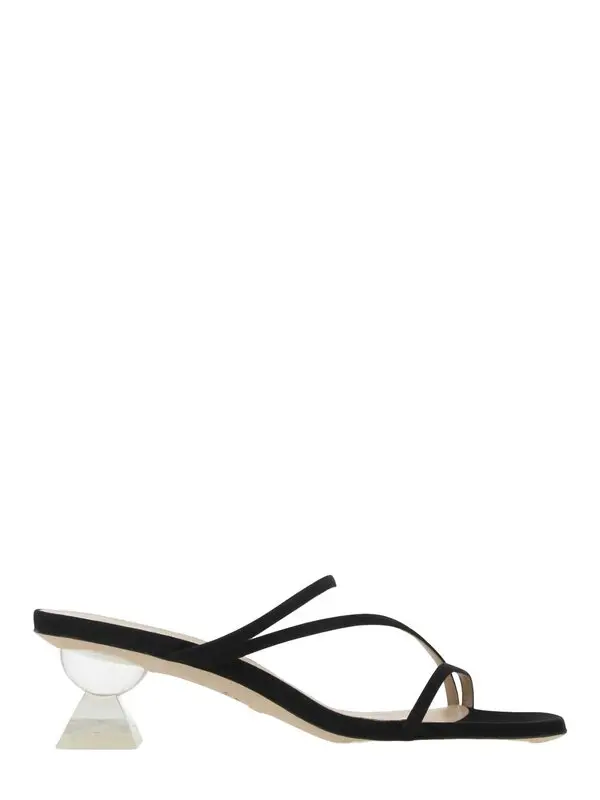 STUART WEITZMAN Sculptural Lucite Detail Suede Flat Sandals - Black