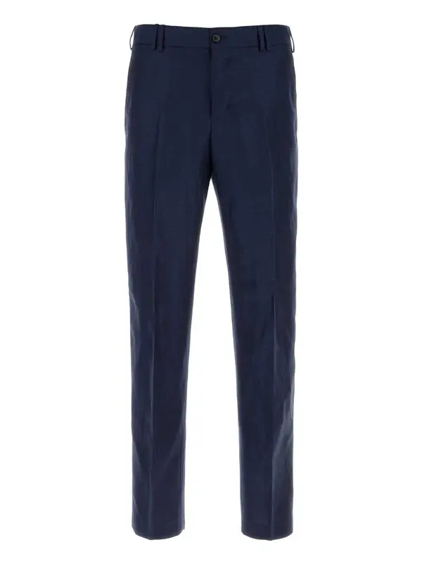 PT TORINO Michael Straight-leg Wool-linen Blend Trousers - Blue