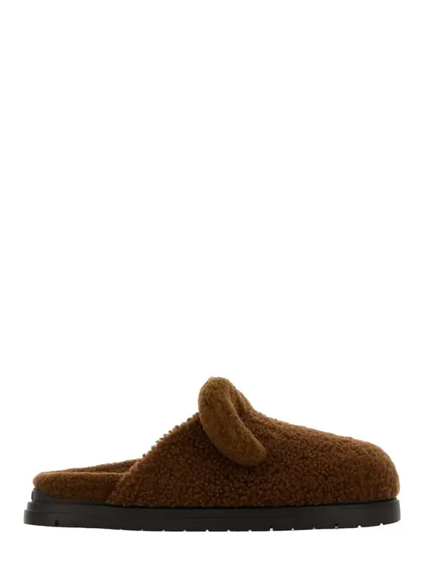 Fendi Shearling Slip-on Slippers - Brown