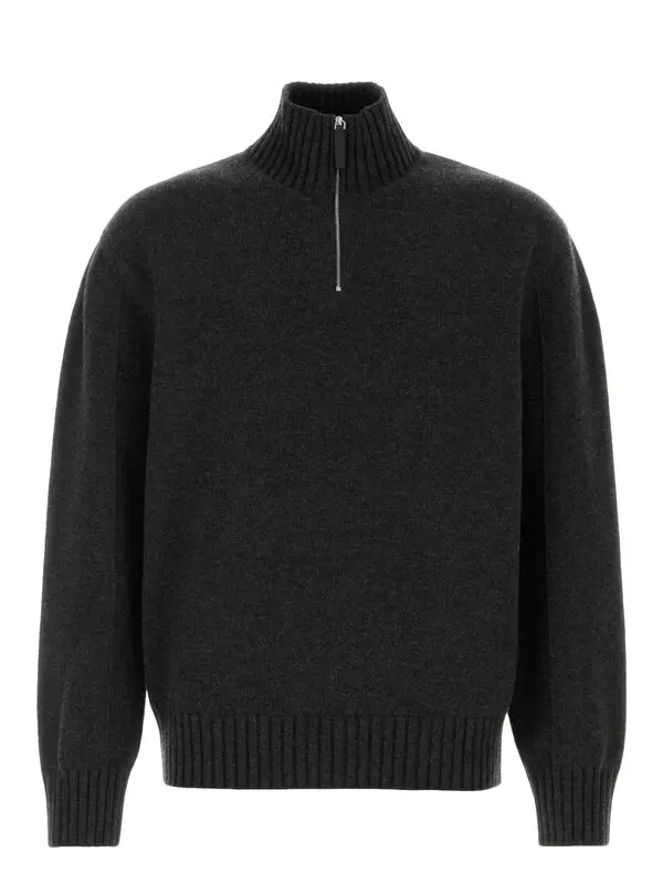 FERRAGAMO Quarter Zip Cashmere Blend Sweater - Black