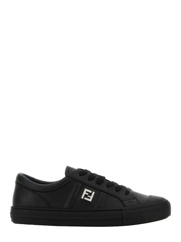 Fendi Leather Domino Sneakers - Black