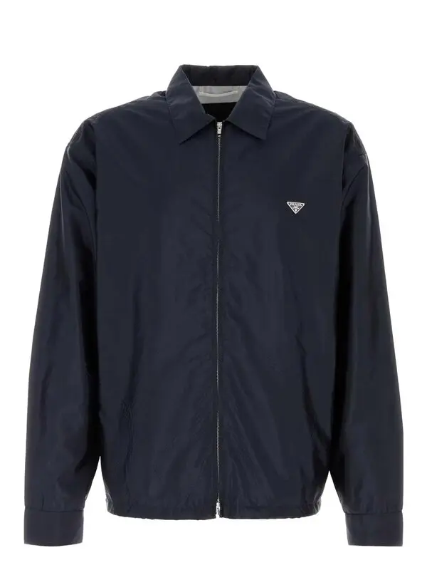 Prada Recycled Nylon Zip-up Shirt Jacket - Blue