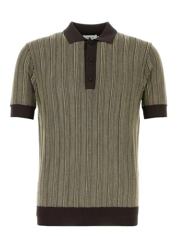FERRAGAMO Embroidered Stretch Polo Shirt In Viscose Blend - Stripped