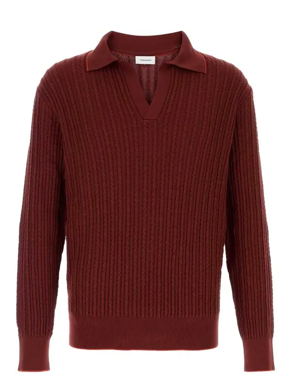 FERRAGAMO Cotton-silk Knit Sweater - Red