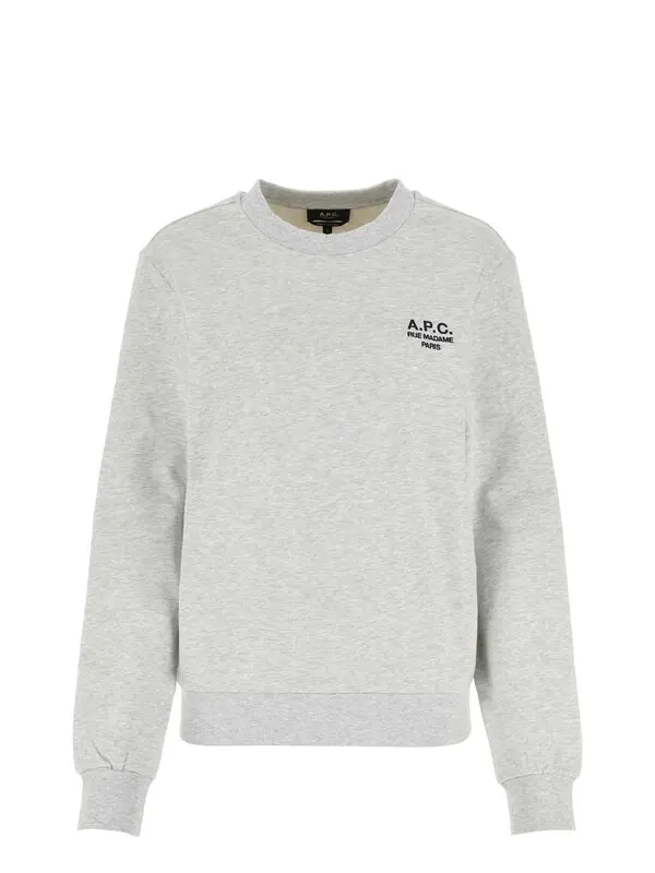 A.p.c. Melange Stretch Organic Cotton Crewneck Sweatshirt With Logo - Grey