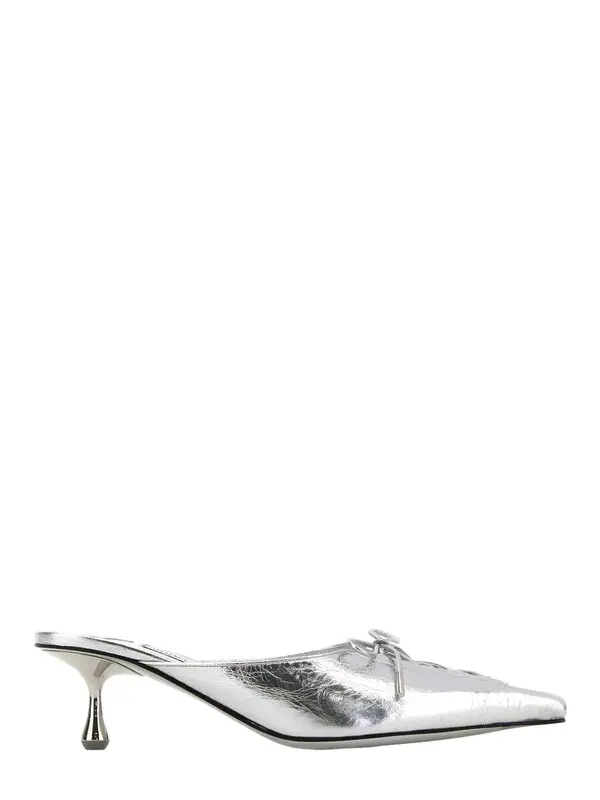 JIMMY CHOO Scarlett Leather Mule Pumps - Silver