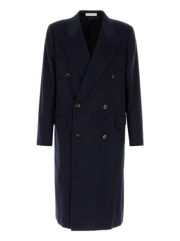 UMIT BENAN Double Breasted Cashmere Jacket - Blue