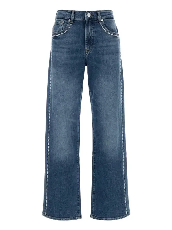 Seven For All Mankind Embellished Stovepipe Jeans - Blue
