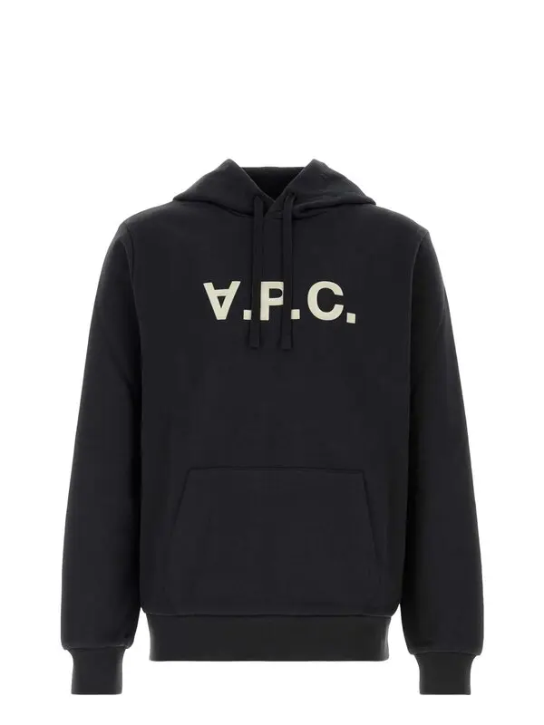 A.p.c. Stretch Cotton Logo Hoodie - Black