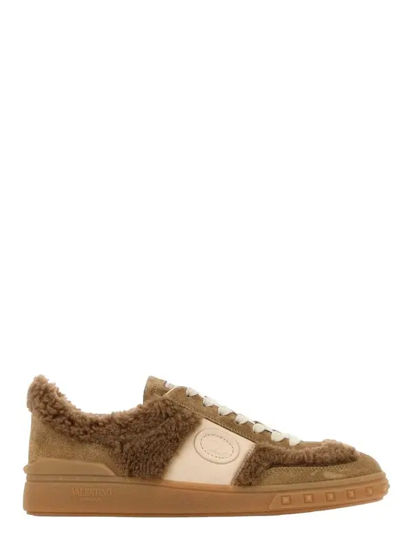 Valentino Garavani Upvillage Leather & Fabric Sneaker For - Camel