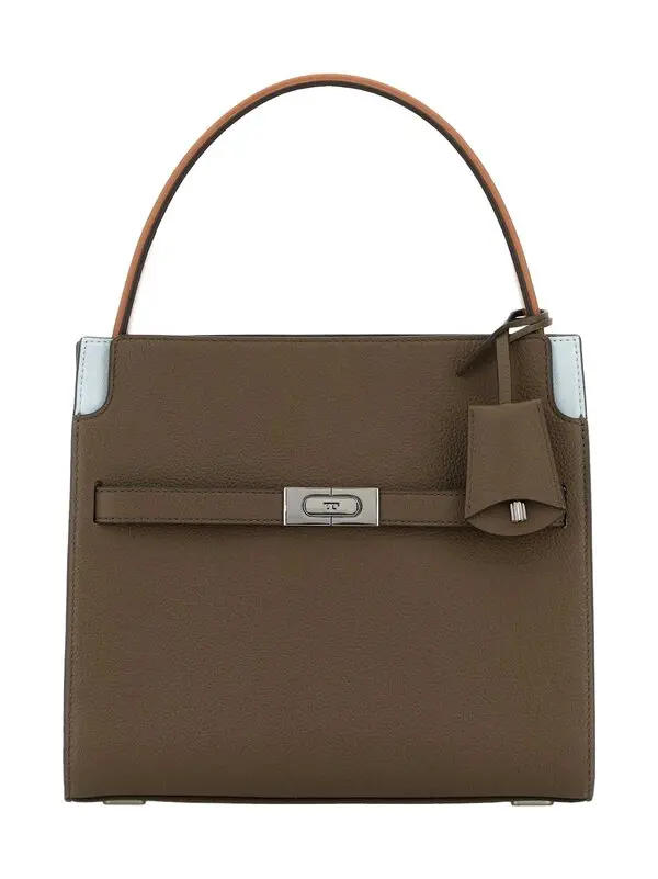 Tory Burch Leather Double Lee Radziwill Handbag - Brown