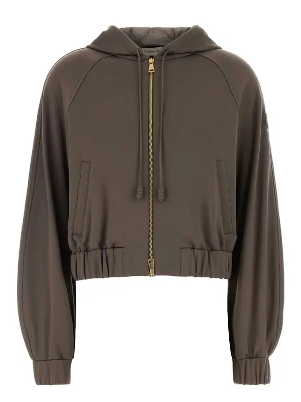 Moncler Mud Stretch Full Zip Hoodie - Brown