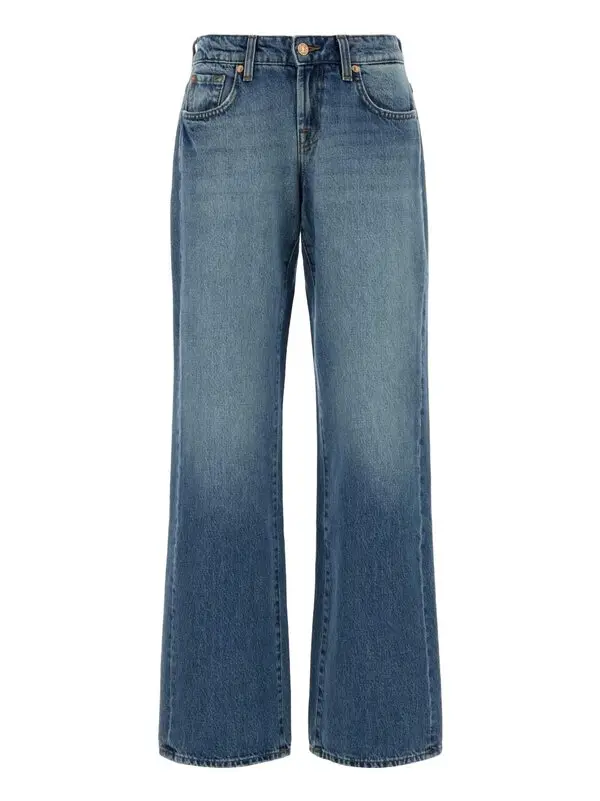 Seven For All Mankind Low Rise Straight Leg Denim Jeans - Blue