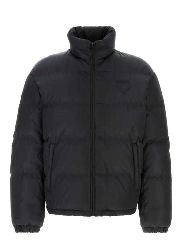 Prada Re-nylon Down Jacket With Hood - Black