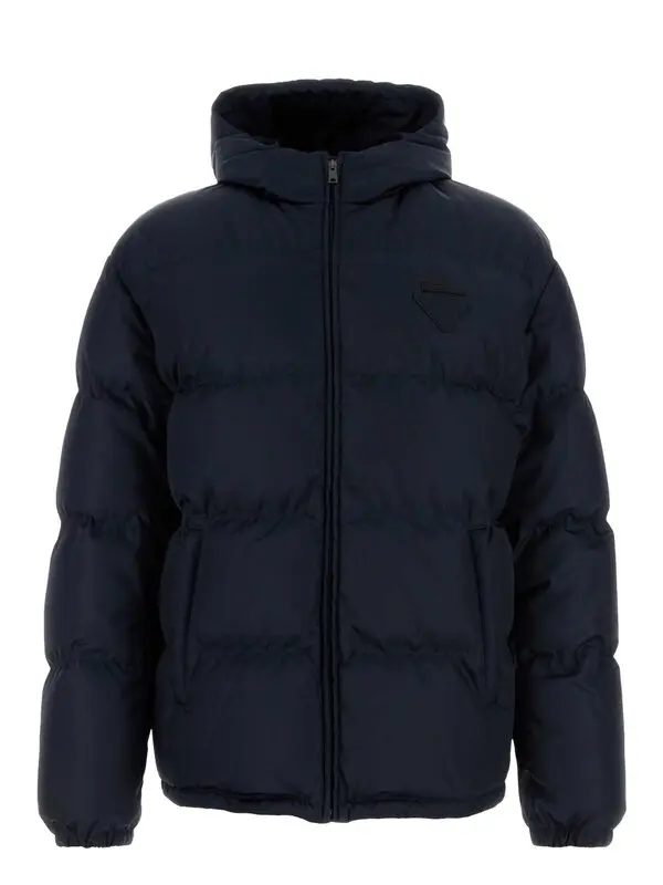 Prada Re-nylon Down Jacket With Hood - Blue