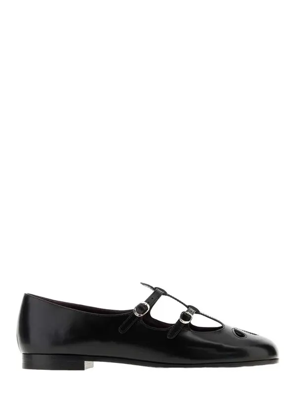 Tory Burch Leather Ballerinas With Buckle Detailing - Black