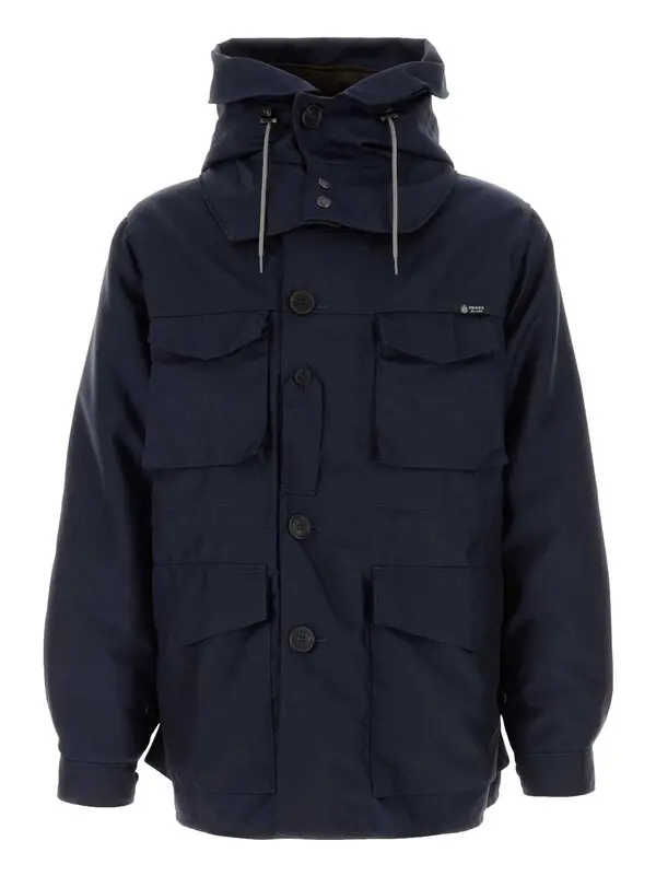 Prada Wool Blend Jacket With Re-nylon Lining - Blue