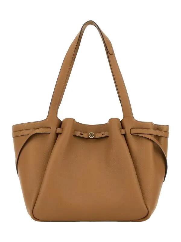 Tory Burch Romy Leather Shopping Handbag - Camel