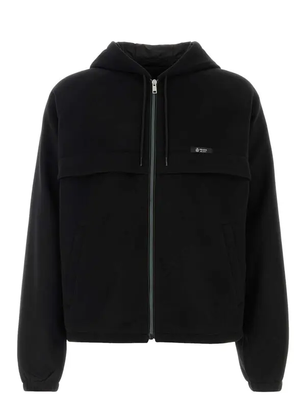 Prada Recycled Polyester Pile Zip-up Jacket - Black