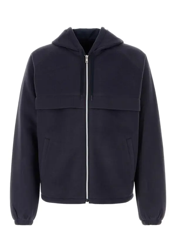 Prada Recycled Pile Zip-up Jacket With Hood - Blue
