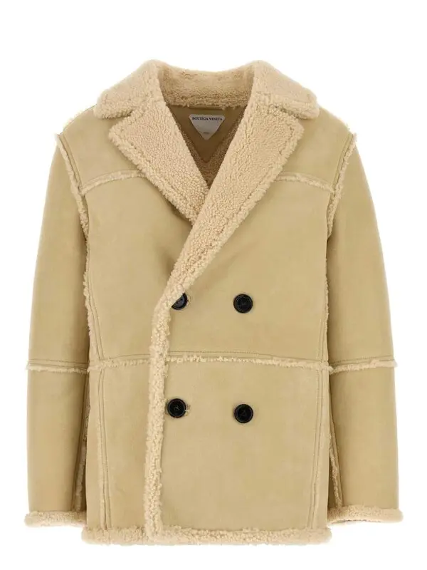 Bottega Veneta Double Breasted Shearling Jacket - Yellow