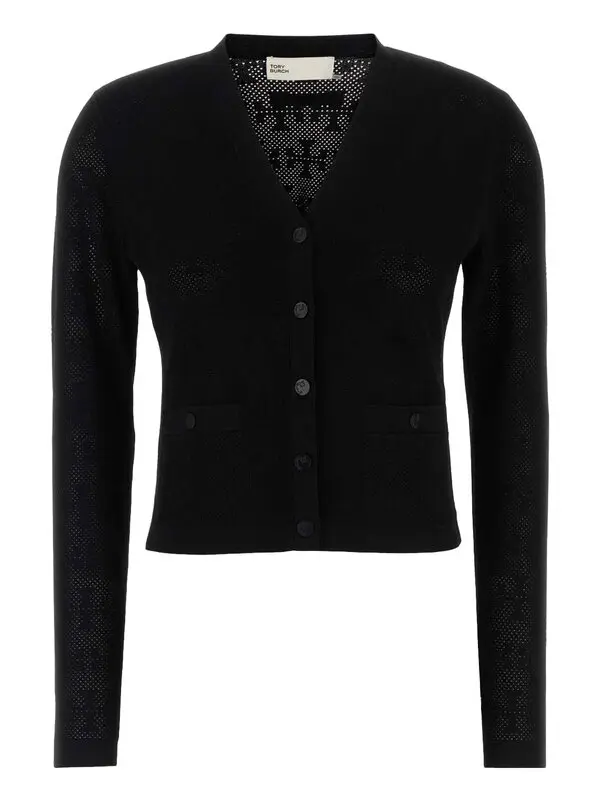 Tory Burch Viscose Blend Cardigan - Black