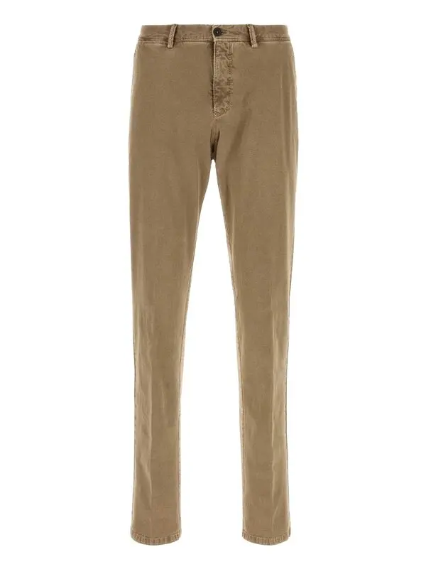 PT TORINO Stretch Cotton Tailored Trousers - Camel