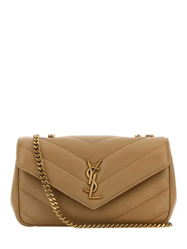 Saint Laurent Small Loulou Leather Shoulder Handbag - Camel