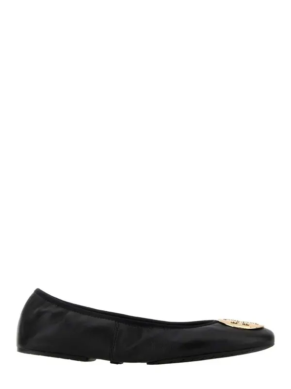 Tory Burch Leather Ballerina Flats - Black