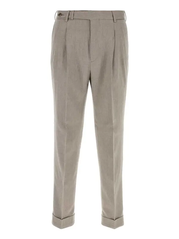 PT TORINO Cotton-wool Blend Tailored Trousers - Grey