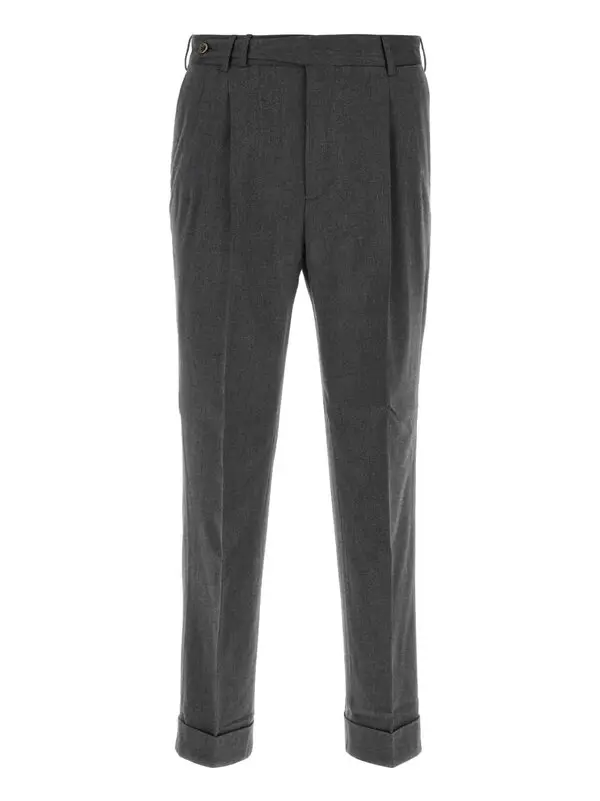 PT TORINO Cotton-wool Blend Tailored Trousers - Grey