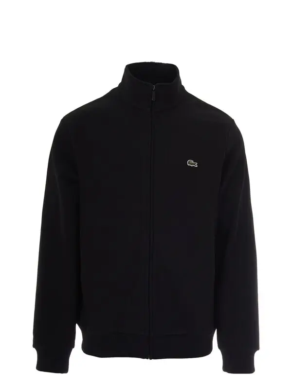 Lacoste Zip-up Track Jacket With Embroidered Logo - Black