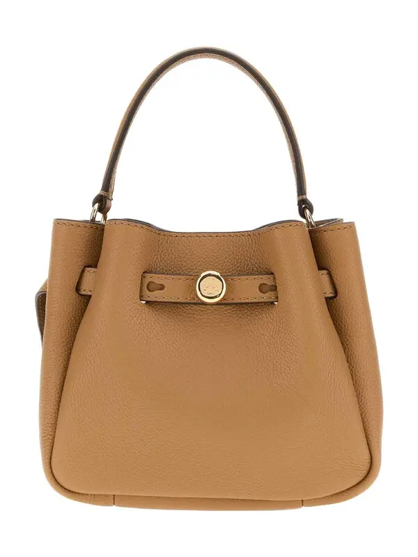 Tory Burch Mini Romy Bucket Handbag In Leather - Camel