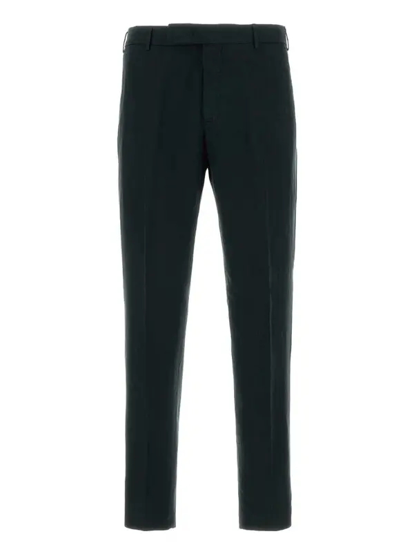 PT TORINO Lyocell-linen-cotton Blend Tapered Trousers - Black
